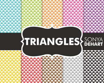 Gold Rainbow Geometric Digital Paper triangles sparkle