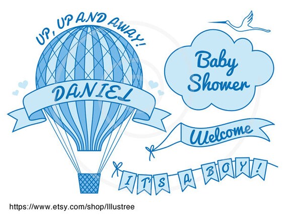 Baby clip art hot air balloon baby shower it's a boy