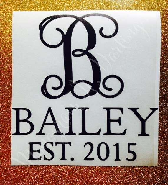 Last Name Decal Sticker with Monogram
