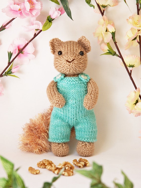 Squirrel with Overalls Knitting Pattern