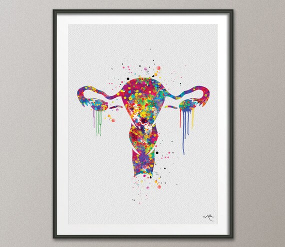 Uterus Watercolor Print Human Organs Gynecology Anatomical Art