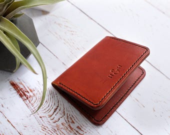 Leather card wallet | Etsy