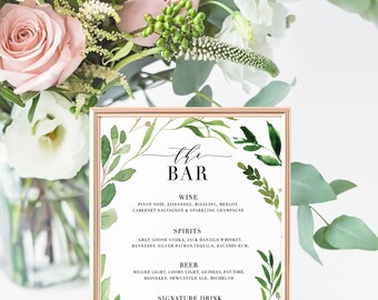 Wedding bar menu | Etsy