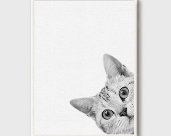 Grey cat art | Etsy
