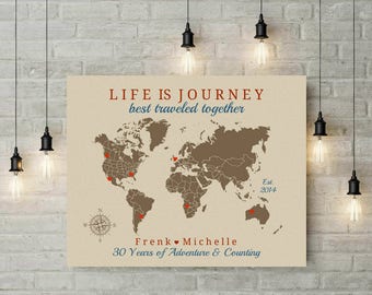 Wedding Guest Book Map Custom Map Custom Map Gift Custom