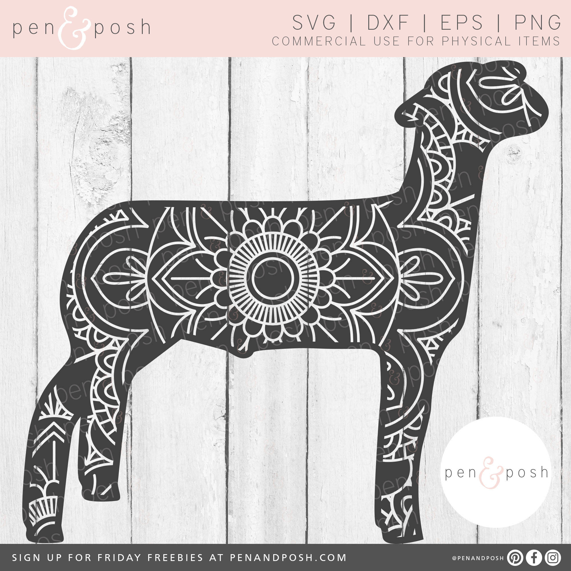 Show Lamb SVG Mandala Show Lamb Zentangle Show Lamb 4H