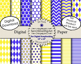 Pink and yellow digital scrapbook paper pack comes in chevron