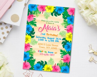 Luau Party Invitation Surf Party Beach Party Invitation