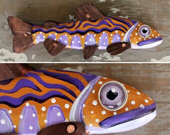 Colorful fish art | Etsy