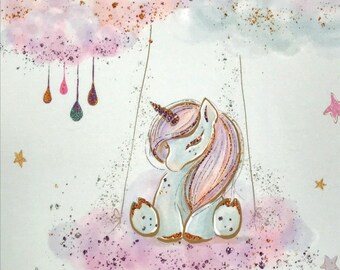 Unicorn fabric panel | Etsy