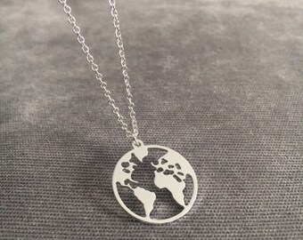World map necklace | Etsy
