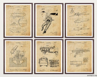 Military Patent Prints Set Of 6 Army Art Posters Military