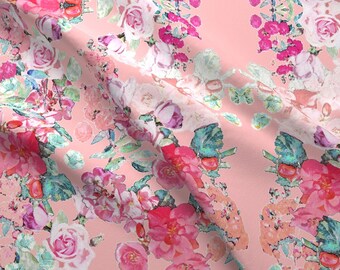 Peach floral fabric | Etsy