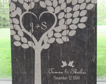 Carved initials tree | Etsy