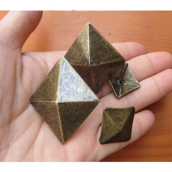 10 or 100 Square Head Tacks Stud Vintage Bronze Color