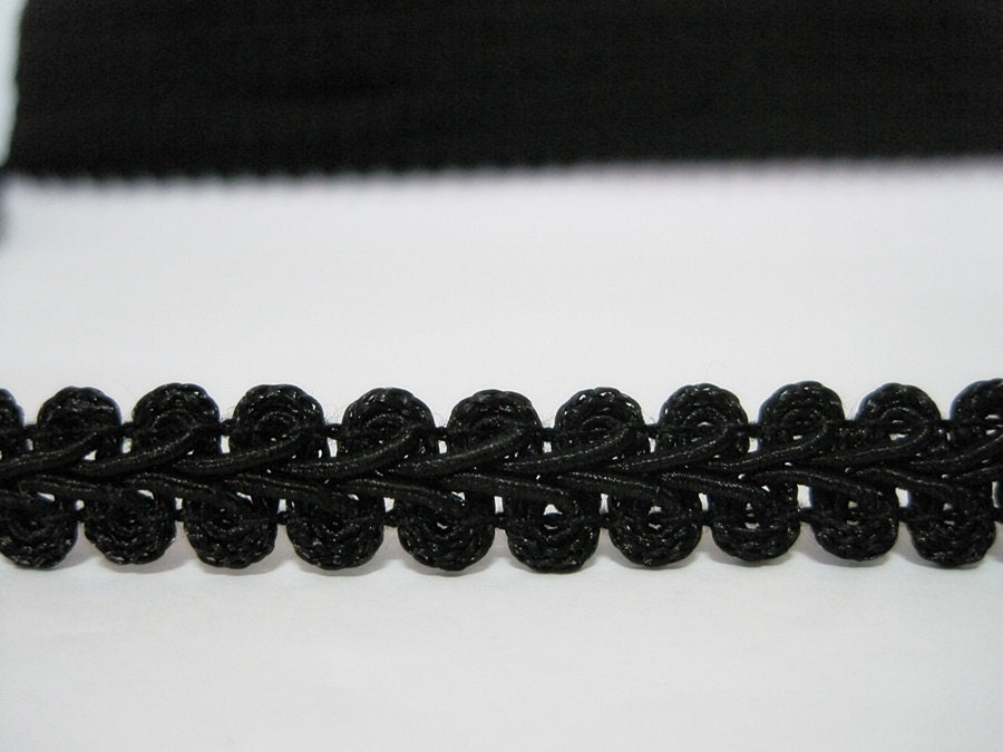 5 Yards 3/8 Black Gimp Braided Trim Gimp Braid Braided