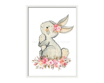 Watercolor bunny | Etsy