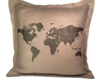 World map pillow | Etsy