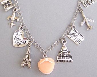 Paris charm bracelet Paris necklace France bracelet Paris