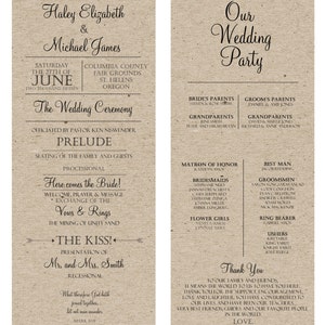 Reception program | Etsy