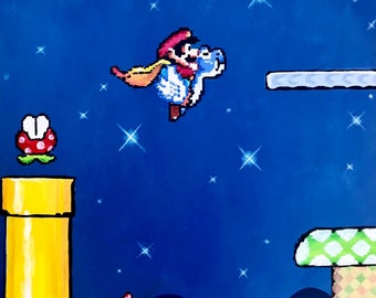 Super Mario World Shadow Box 5x7