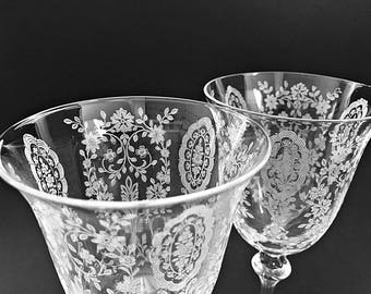 Vintage etched glass | Etsy