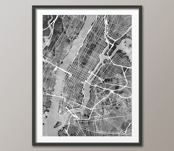 New York City Street Map USA Map of NYC Art Print 2489