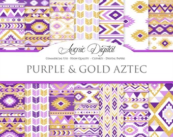 Colorful Aztec Digital Paper. Scrapbook Backgrounds. Bright