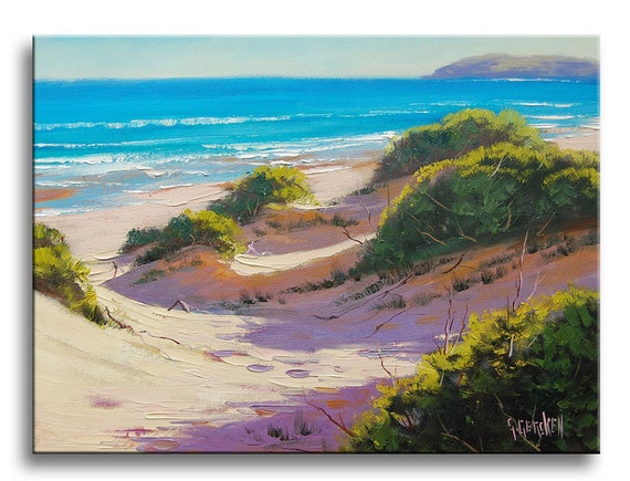 REALISTIC BEACH PAINTING Sand Dune seascape fine art by