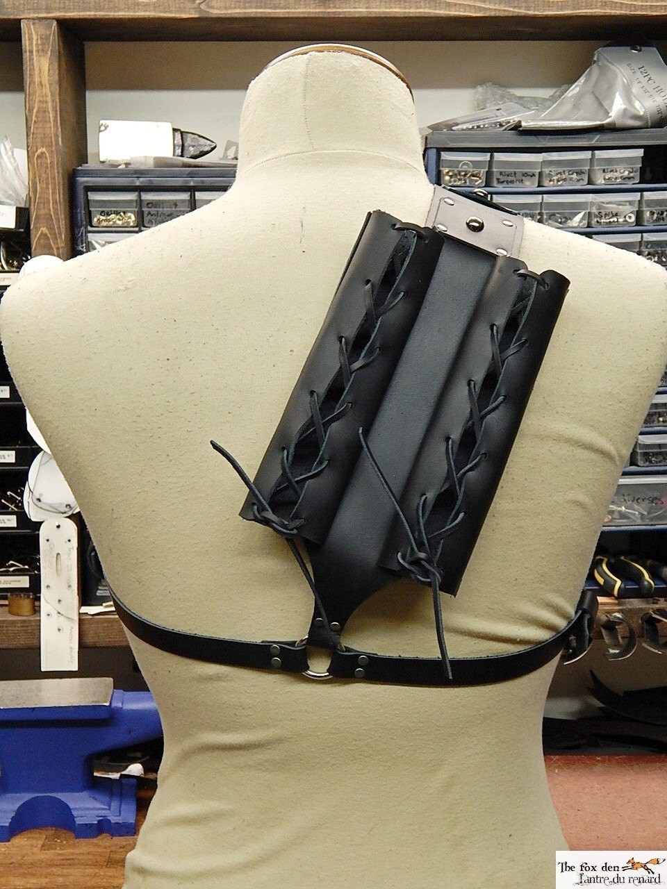 Leather double back scabbard designed for metal swords.