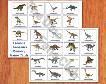 DINOSAUR Bingo 30 Printable Cards INSTANT DOWNLOAD Famous