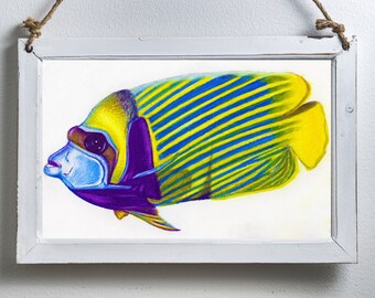 Colorful fish art | Etsy