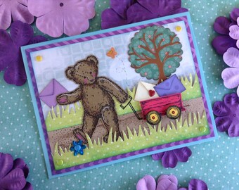 Teddy bear card | Etsy