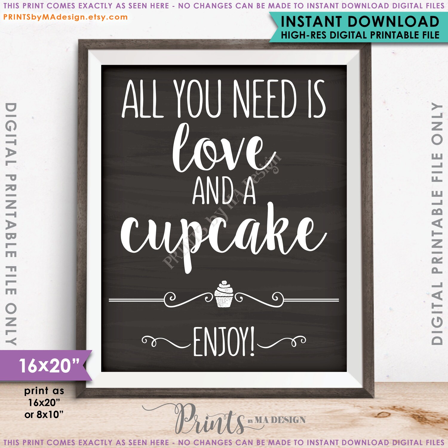 All You Need is Love and a Cupcake Sign Cupcake Wedding Sign