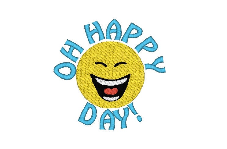 Oh Happy Day Smiley Face Machine Embroidery Design smiley