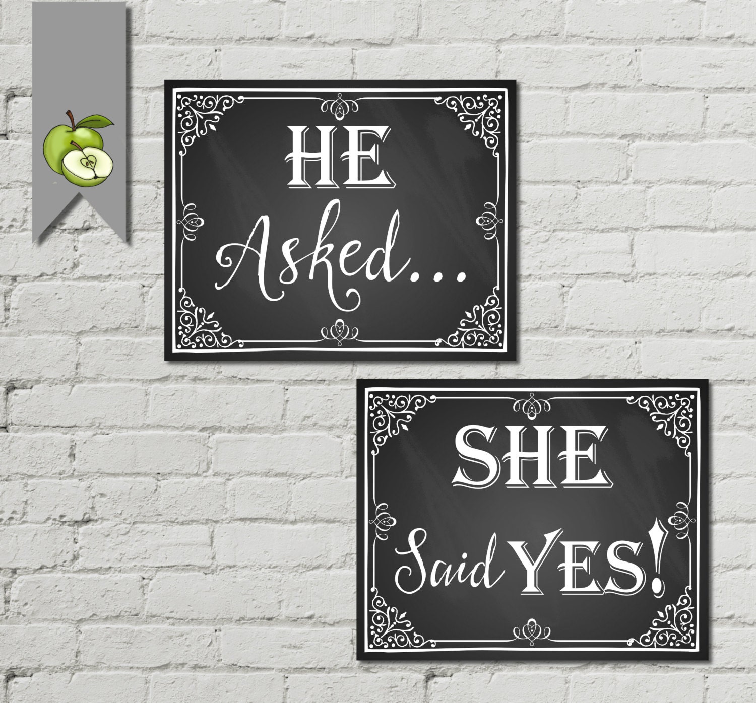 He Asked She Said Yes Chalkboard Printable wedding signs He Asked She Said Yes Chalkboard Printable wedding signs
