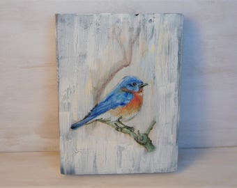 Blue bird wall art | Etsy