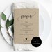 Wedding Menu Printable Rustic Menu Printable Wedding Menu
