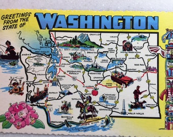 Wa state postcard | Etsy
