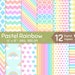 Pastel Rainbow Digital Paper Soft Color Seamless Pattern