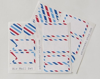 Air mail stickers | Etsy