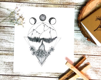 Geometric drawing | Etsy