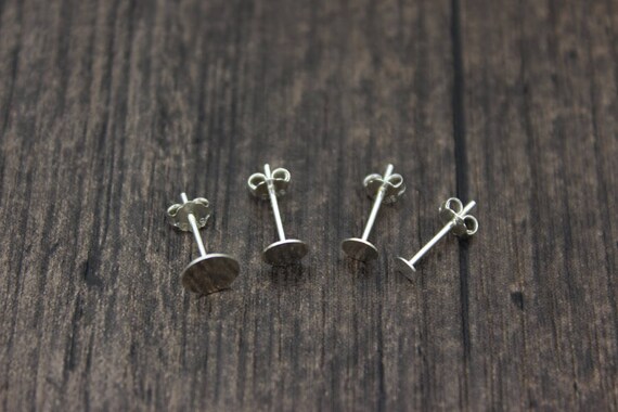 10 Pairs Sterling Silver Earring Posts with Flat Back