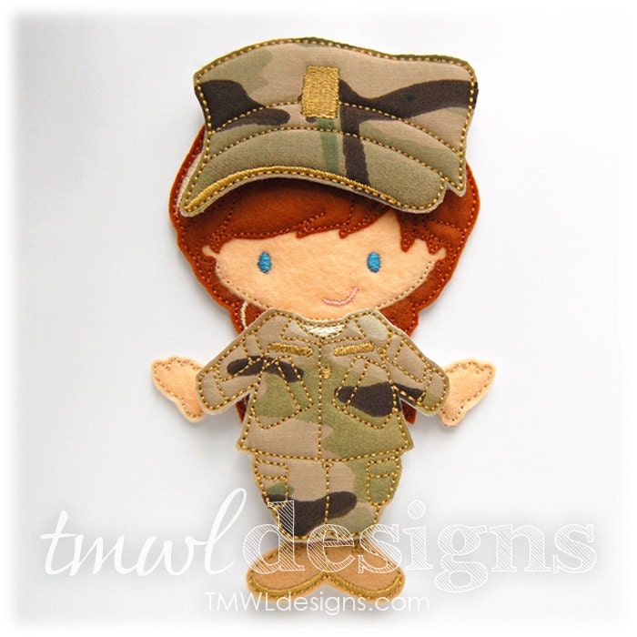 Military Combat Uniform Felt Paper Doll Toy Outfit Digital