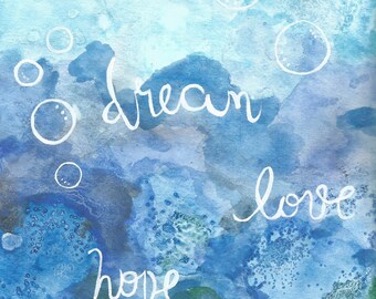 Digital collage sheet Dream Hope Pray Inspirational 1 inch