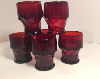 Red drinking glasses | Etsy