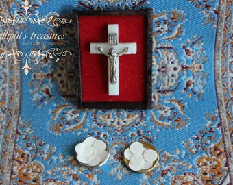 Dollhouse miniature antique altar piece holy bas relief