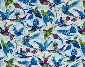 Tropical bird fabric | Etsy