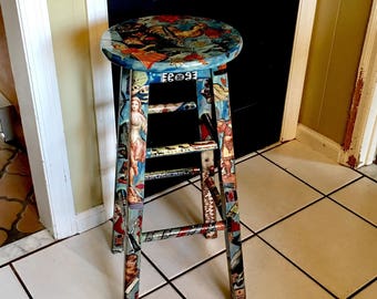 Hand painted stool | Etsy