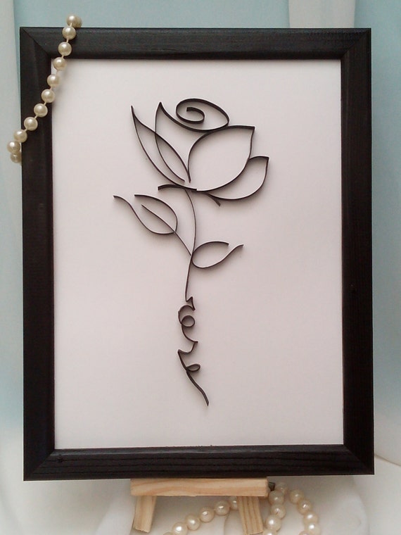Quilling wall art rose Paper Wall Art Black and white rose Quilling ...